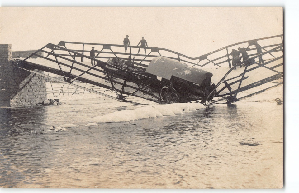 Steam Traction Engine~Bridge Collapse~CYKO RPPC Real Photo Postcard ...