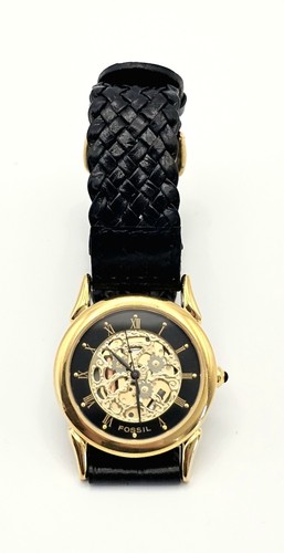 Fossil Authentic SK-5108 Gold Tone~90's~ Skeleton Dial 32mm Watch~ New ...