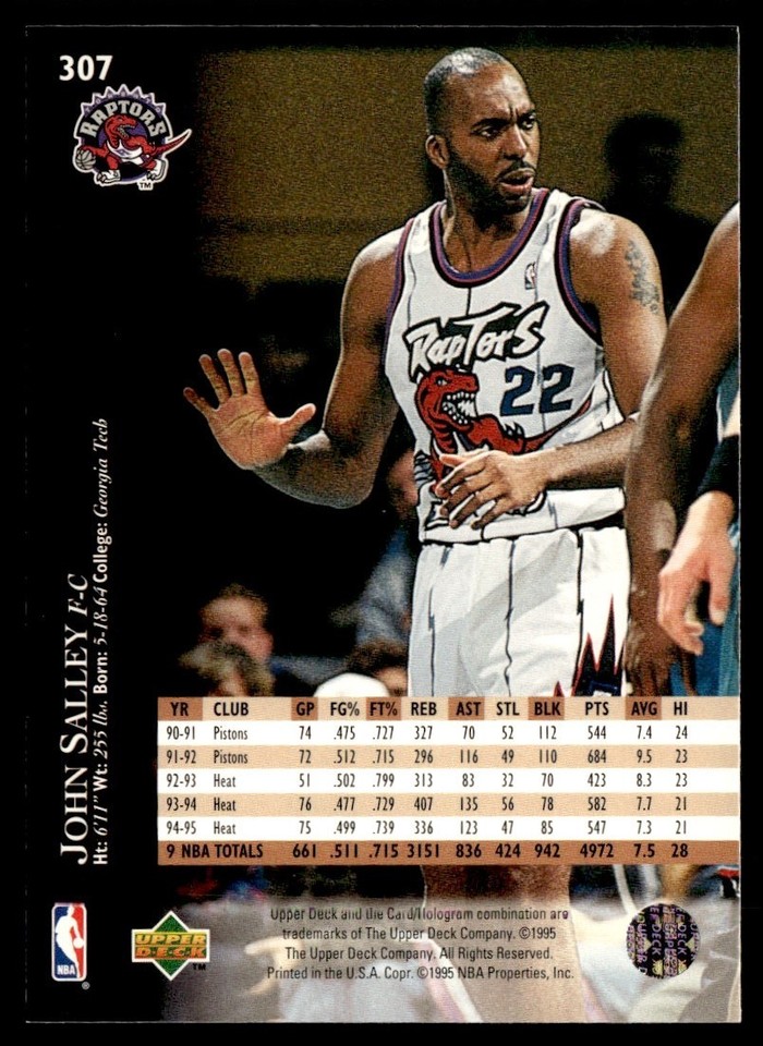1995-96 Upper Deck John Salley Toronto Raptors #307 | eBay