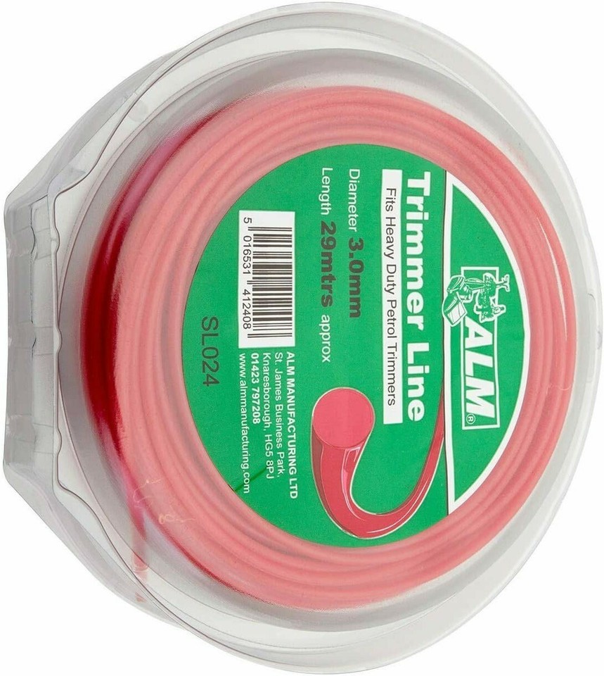 ALM 3mm x 29m Red Trimmer Strimmer Line Wire Cord for Heavy Duty Petrol ...