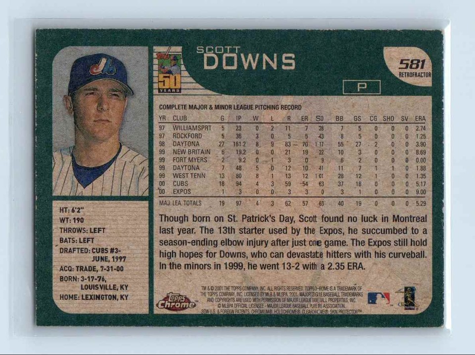 2001 Topps Chrome Scott Downs Montreal Expos #581 | eBay