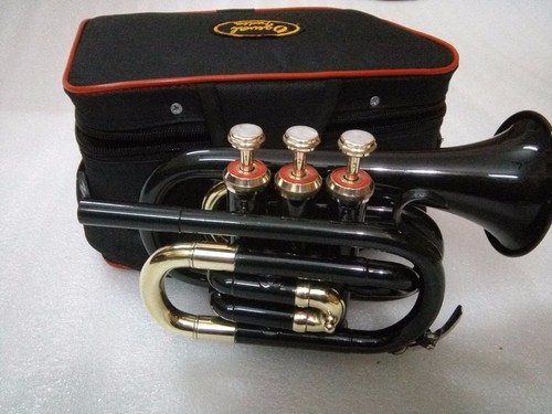 SMART OFFER !! Mini Pocket Trumpet Black Bb Flat Brass Material Wind ...