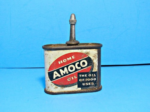 Vintage Amoco Home Oil 1oz Lead Top Handy Oiler Can Tin American Oil Co ...