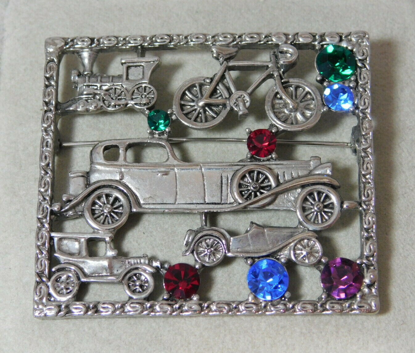 Large Old Model Car Steam Engine Train Bicycle Retro Brooch Pin 7j 80 ...