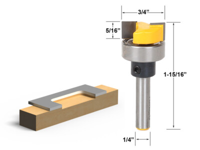 3/4" Diameter Flush Trim Template Router Bit - 1/4" Shank - Yonico ...