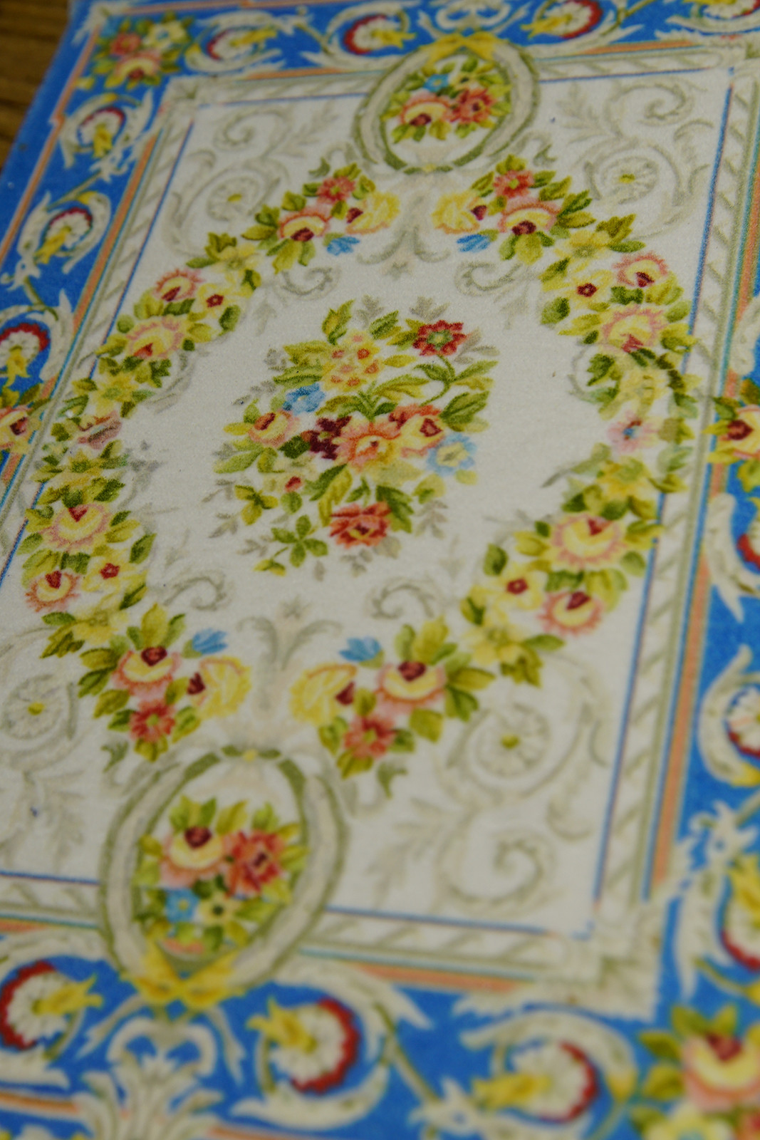 Beautiful Victorian Nice Floral Bouquet 1:12 Dollhouse Rug Blue | eBay