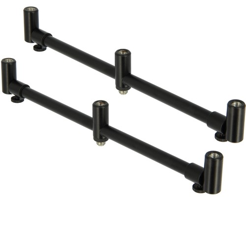 2x Fishing 3 Rod Buzz Buzzer Bars Black Adjustable 30-50cm Carp Tackle ...