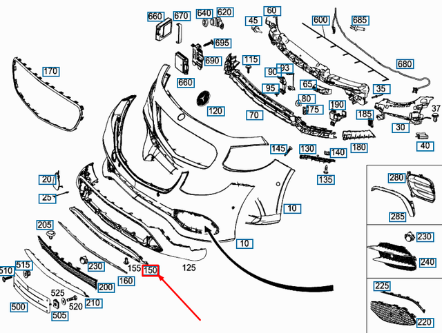 OEM Mercedes-Benz E W213 Front Bumper Lower Trim Grille A2138850100 ...