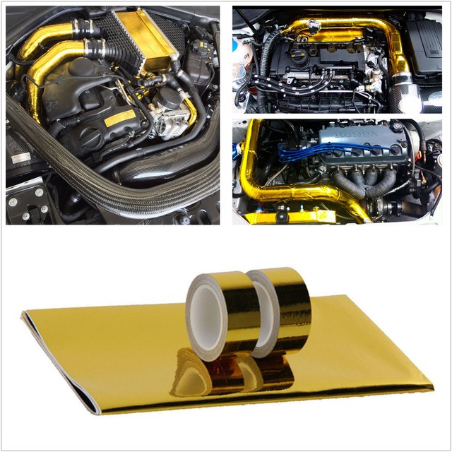 REFLECTIVE GOLD HEAT SHIELD TAPE FOR THERMAL RACING ENGINE 20'' x 20 ...