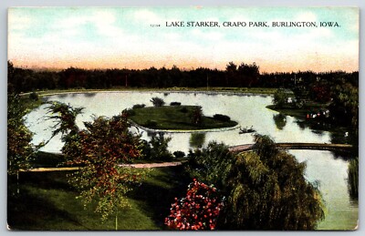 Burlington Iowa~Air View Of Lake Starker @ Crapo Park~Pub SH Knox Vtg ...
