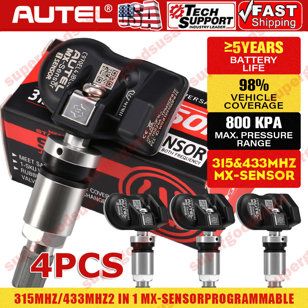 4pcs Autel MX-Sensor 315&433MHz Programmable TPMS Universal Tire ...