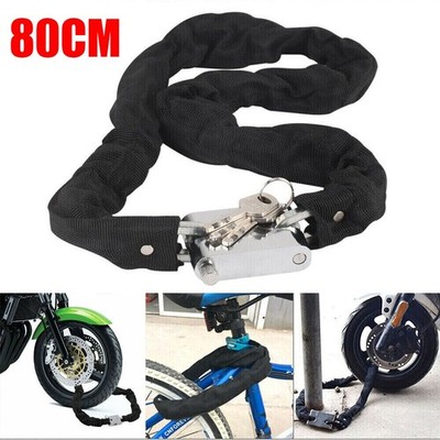 80CM Metal Motorbike Motorcycle Bicycle Heavy Duty Chain Lock Padlock ...