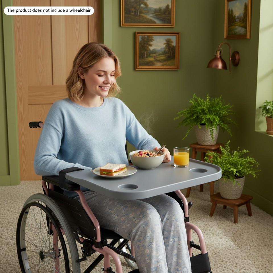 Wheelchair Tray Table W/ 2 Cup Holder Portable Eating Food Holder ...