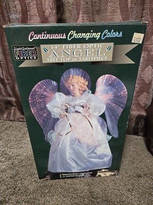Christmas Angel 14" Fiber Optic Tree Top or Table Top Color Changing ...