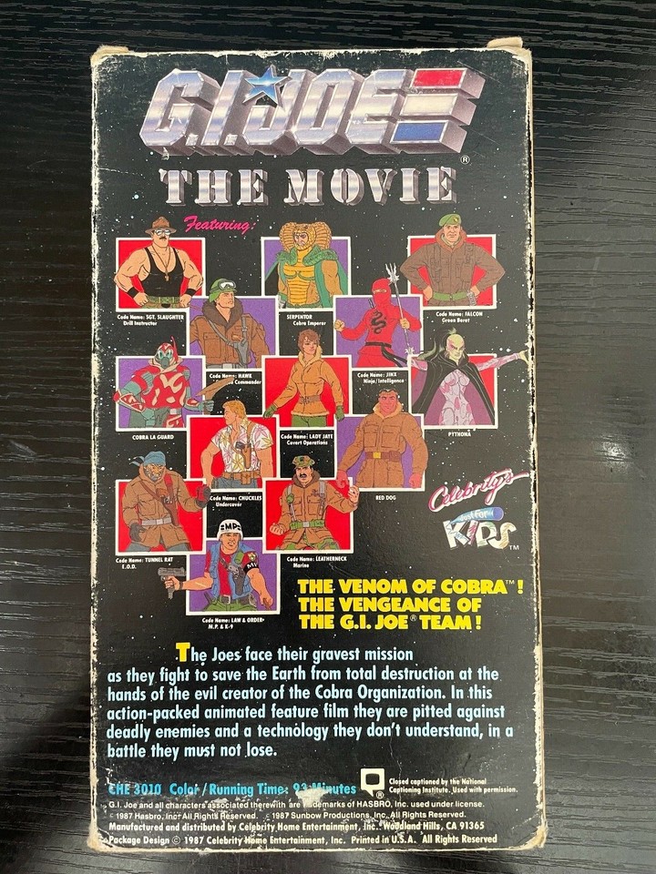 Hasbro G.I. Joe The Movie A Full-Length Animated Feature Film VHS | eBay