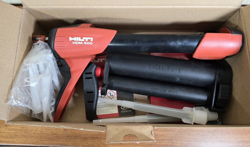 Hilti HDM 500 Anchor Adhesive Dispenser W/Tips & Used Tube HIT-CB-500 ...