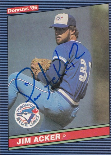 JIM ACKER TORONTO BLUE JAYS SIGNED BASEBALL CARD ATLANTA BRAVES SEATTLE ...