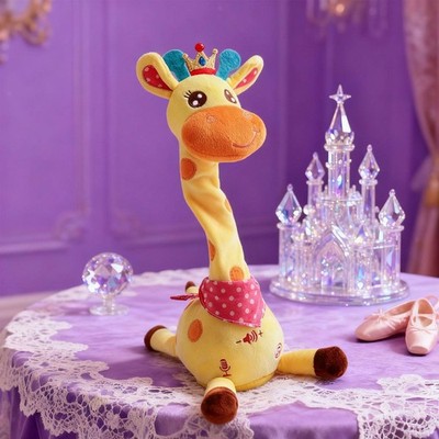 Stuffed Giraffe Plush Toy Adjustable Volume Talking Singing Dancing ...