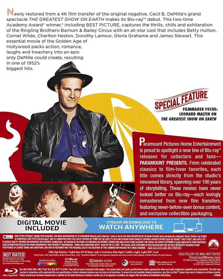Paramount Presents: The Greatest Show on Earth (Blu-ray + Digital) (Blu ...