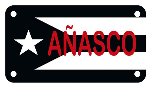 AÑASCO Puerto Rico Flag 4" x 7" Motorcycle Black & White License Plate ...
