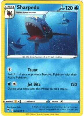 Sharpedo RARE Pokemon TCG Card 36/203 | eBay