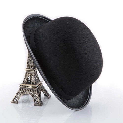 Mens Bowler Derby Hat Felt Black Charlie Chaplin 50s 60s Party Adults ...