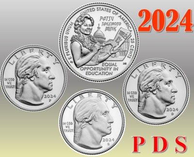 2024 P D S American Women Quarters - Patsy Takemoto Mink - 3 coins Set ...