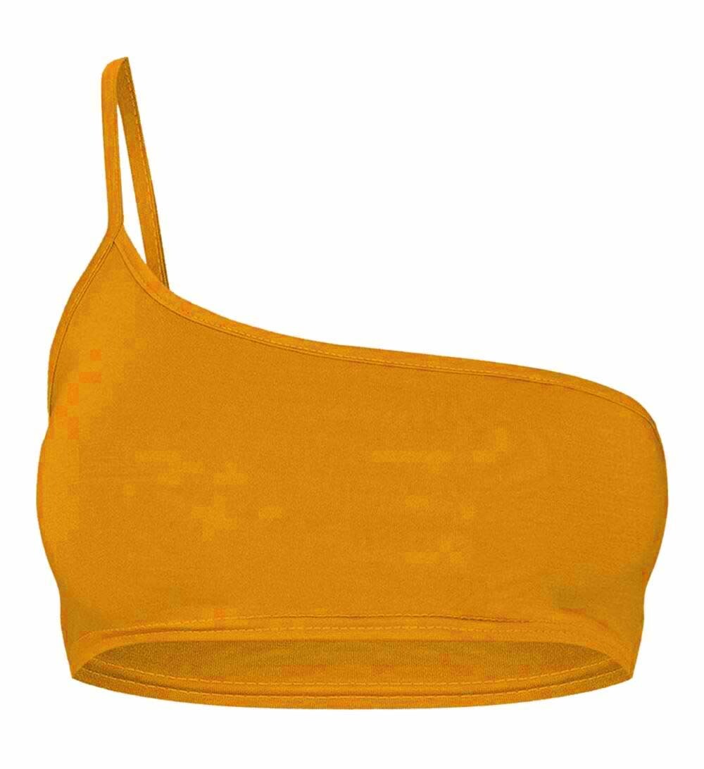 Ladies One Shoulder Strappy Plain Bralet Stretchy Cami Vest Crop Bra ...