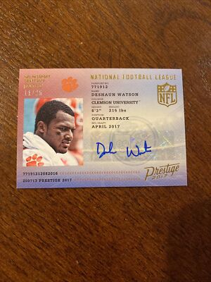 2017 Prestige DeShaun Watson Rookie Passport Autograph #d 11/25 Clemson ...