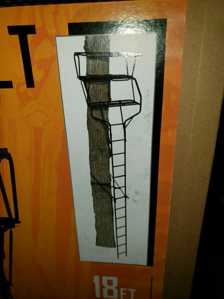 18 Ft Two Man Stand Muddy Legend XLT Deer Hunting Ladder Treestand w/2 ...