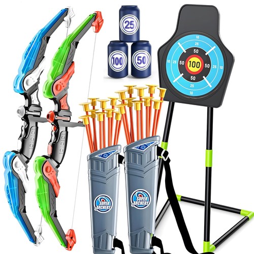 2 Pack Bow and Arrow with LED Light,Archery Set with Standing Target ...