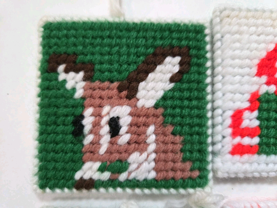 Lot of 11 Vtg Cross Stitch Christmas Ornaments Homemade Double-sided ...