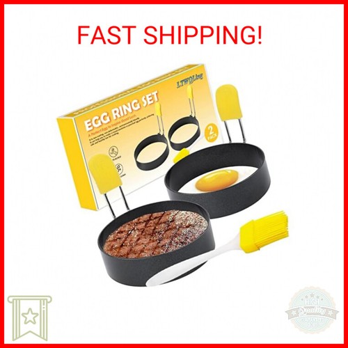 4 Inch Large Egg Rings for Frying Eggs, 2 Pack Stainless Steel Egg ...