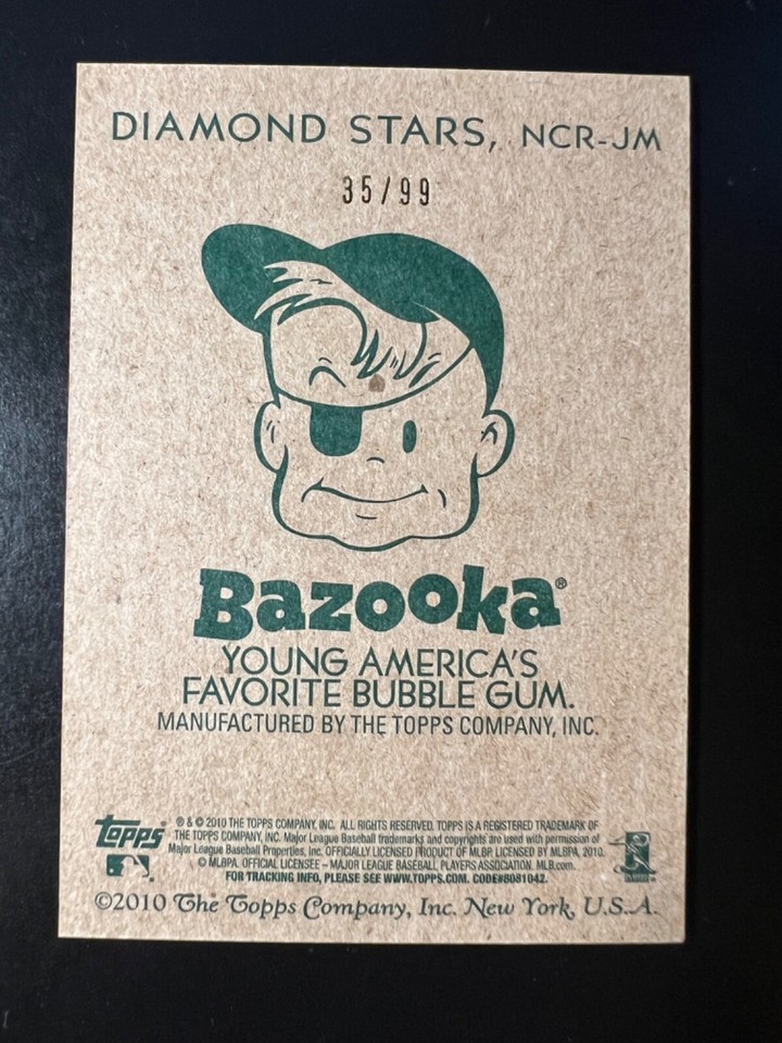 2010 Topps National Chicle Relics Bazooka Back #JM Justin Morneau #'d ...