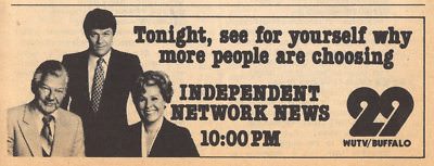 1980 WUTV TV AD~BUFFALO,NEW YORK INDEPENDENT NETWORK NEWS CHANNEL 29 | eBay