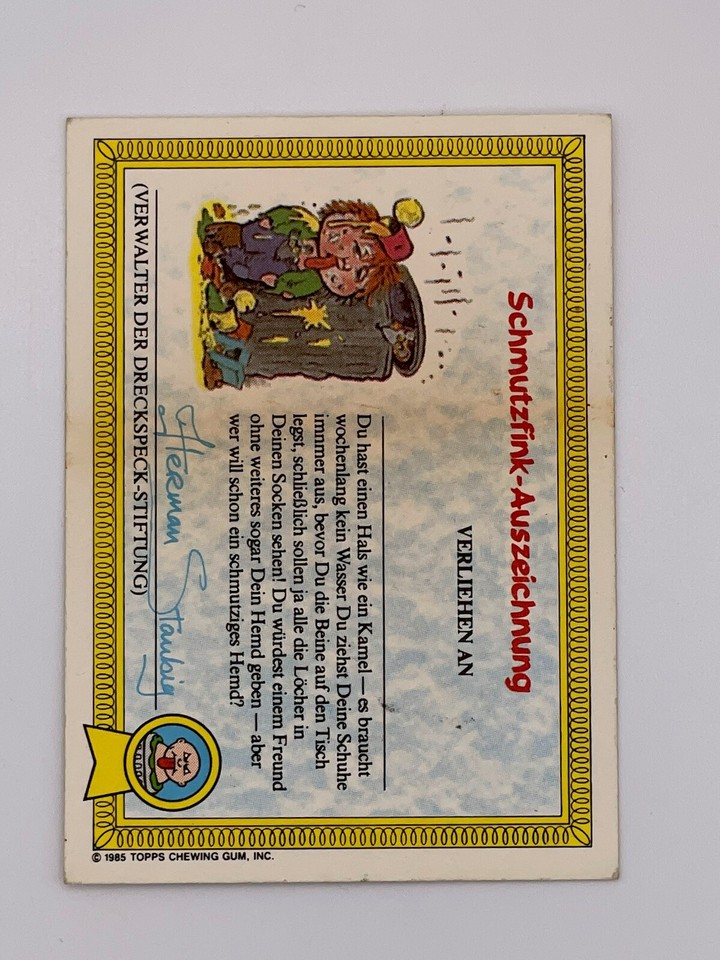 1985 Topps Garbage Pail Kids RARE GERMAN Test Set 41a KILLER KARL - EX ...