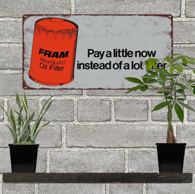 Fram Filter Oil Filter Garage Man Cave Shop Metal Sign 6x12" 60752 | eBay
