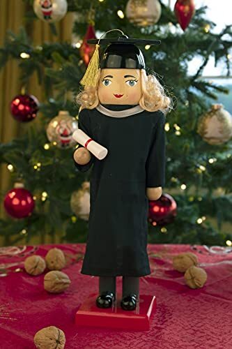 Female Graduate 14 Inch Traditional Wooden Nutcracker Festive Christmas ...