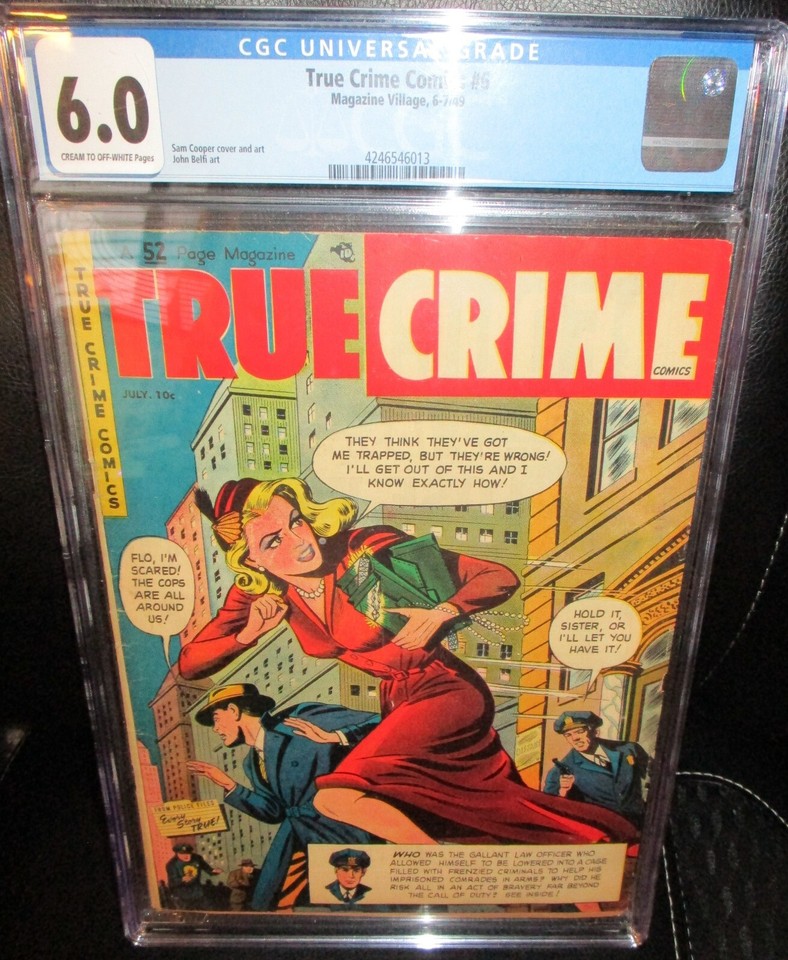 True Crime Comics 6 CGC 6.0 Rare Gun Molls GGA 1949 Magazine Village ...