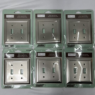 6x Allen + Roth Cosgrove 2-Gang Toggle Switch Wall Plate - Satin Nickel ...