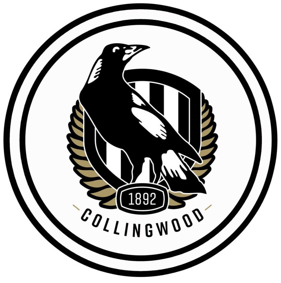 COLLINGWOOD MAGPIES Edible Cake Topper Rice Wafer Paper 19cm Birthday ...