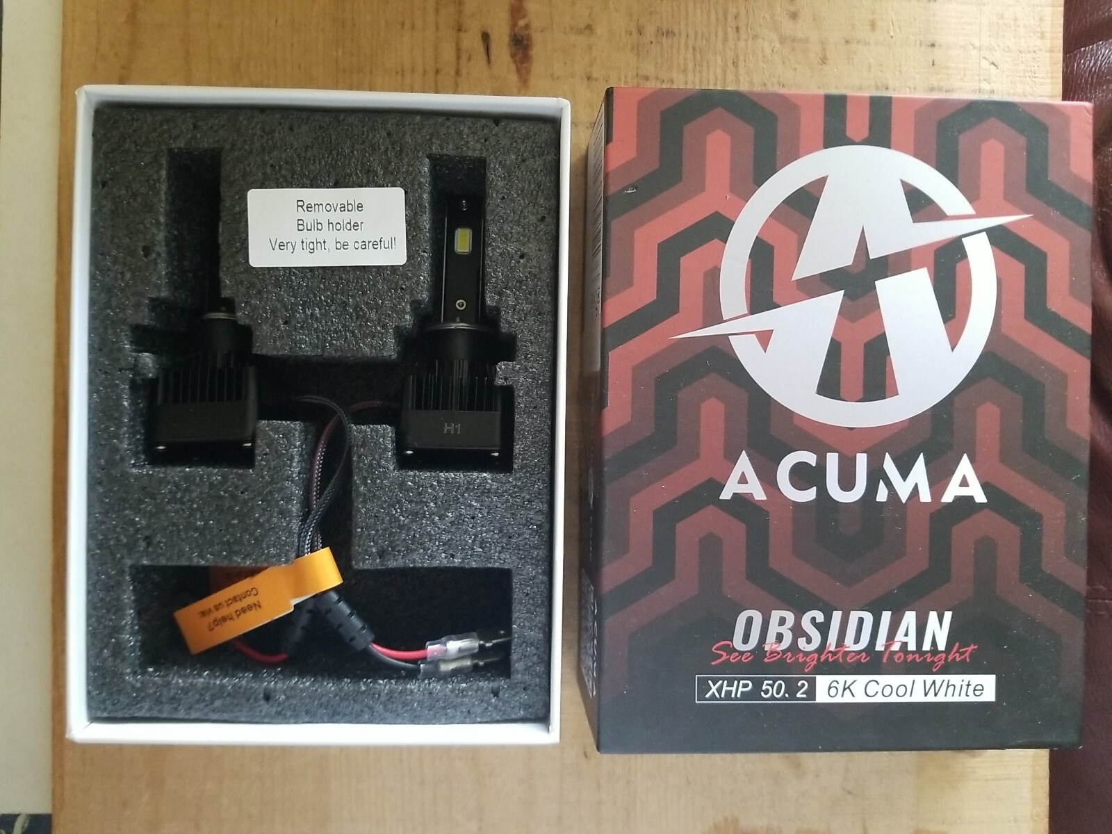 Acuma Obsidian LED Headlight XHP 50.2 6K Cool White Conversion Kit H1 ...