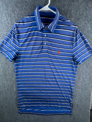 Polo Ralph Lauren Performance Polo Shirt Adult Size Small Blue Striped ...