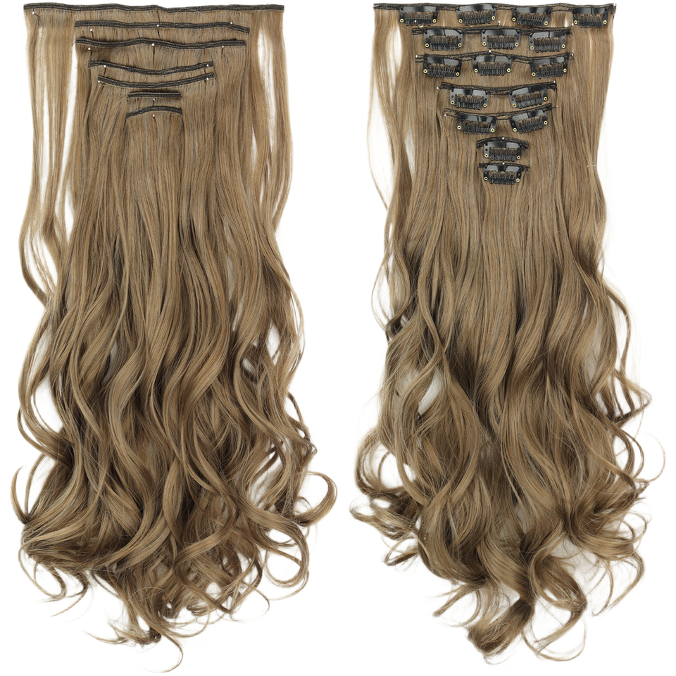Clip In Hair Extensions 24 Inch 60CM Long 16 Clips 7 Pieces Wavy Curly ...
