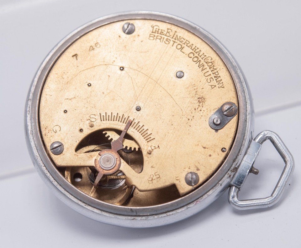 1940s Sentinel E. Ingraham Secometer Enamel "Dollar" Pocket Watch ...