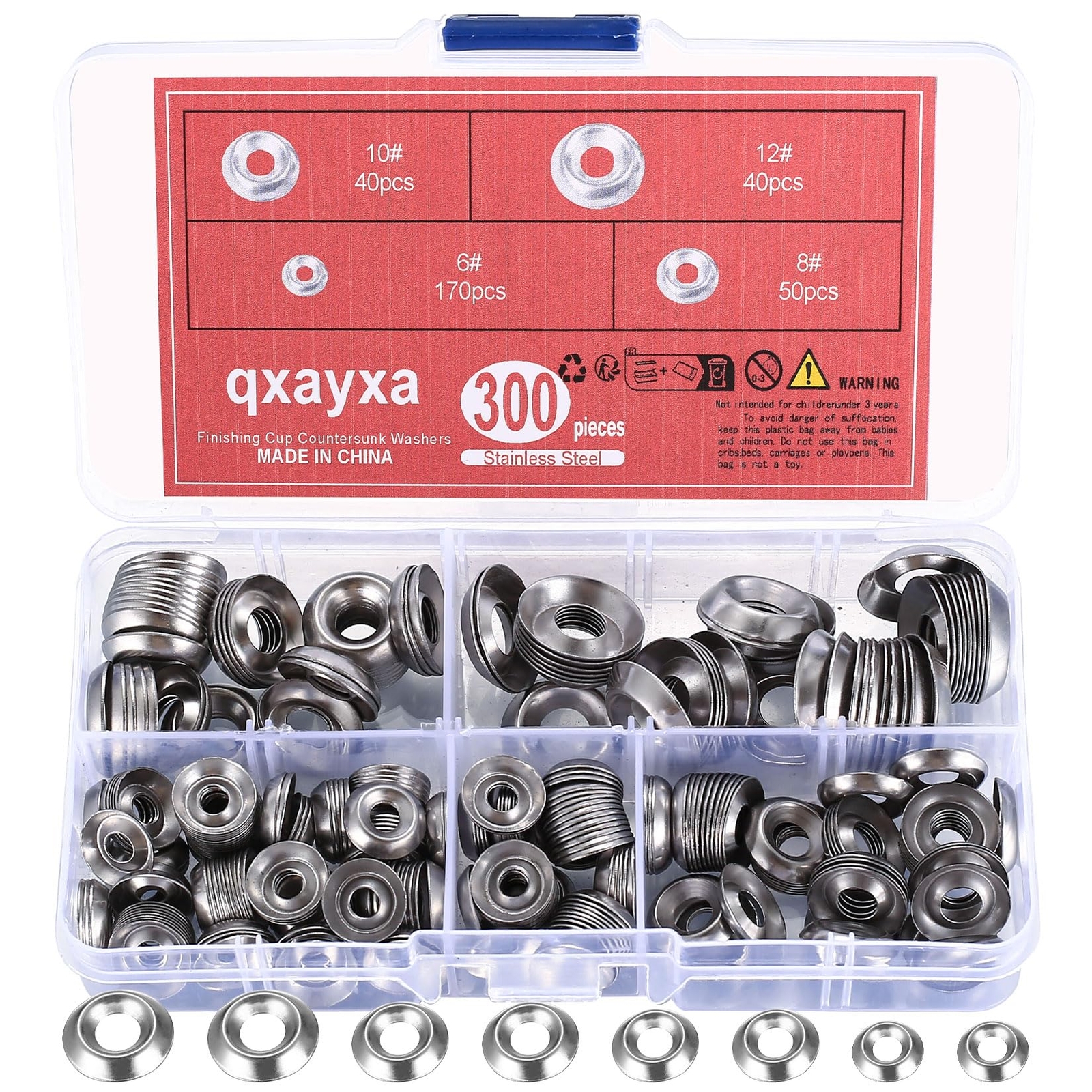 300 Pcs Finish Washers,Finishing Washers Countersunk Washers 6#8#10#12 ...