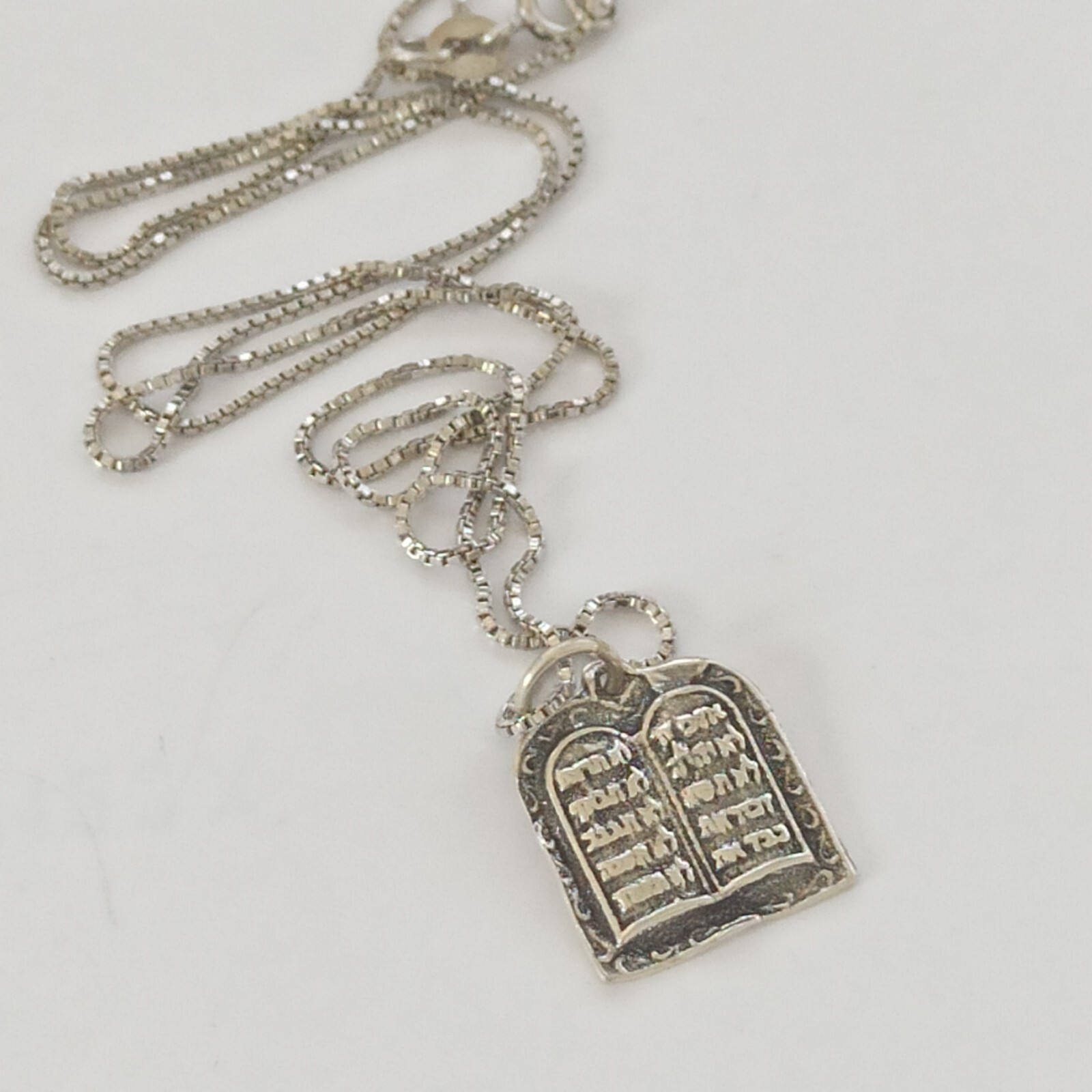 Ten Commandments Necklace Vintage Silver 925 Hebrew Men Women Jewish ...