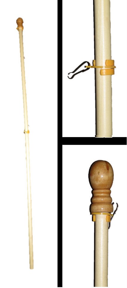 5 ft. Hardwood 1 in. Wooden Pole with Anti Furling Ring Flag Pole ...