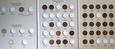 FLYING EAGLE INDIAN HEAD CENT Penny Coin Collection 1858-1908 34 Coin ...