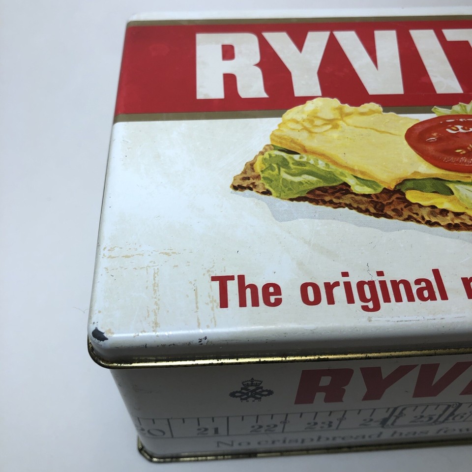 Vintage Ryvita Crispbread Cracker Tin Storage Box Tupperware Container ...